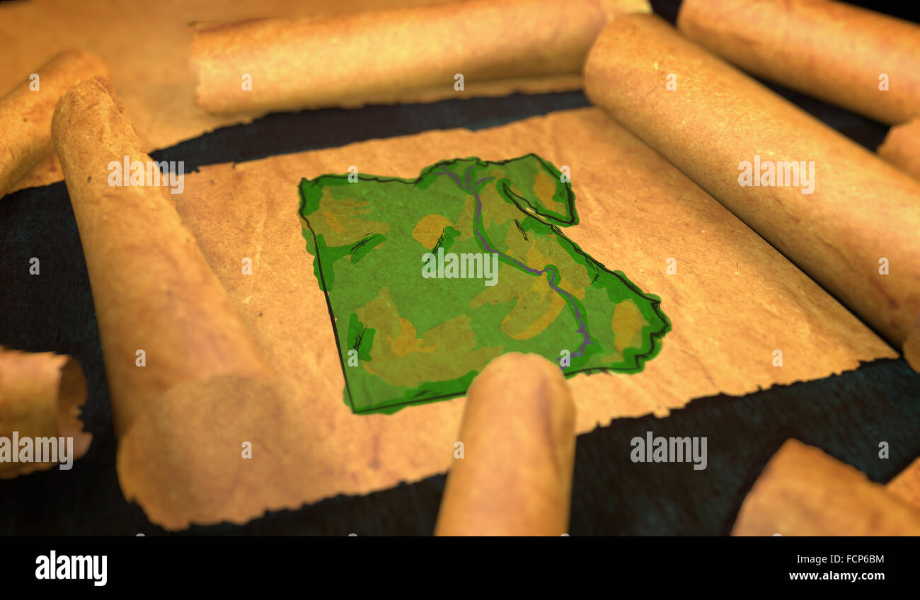 Egypt Map Painting Unfolding Old Paper Scroll 3D Stock Photo - Alamy