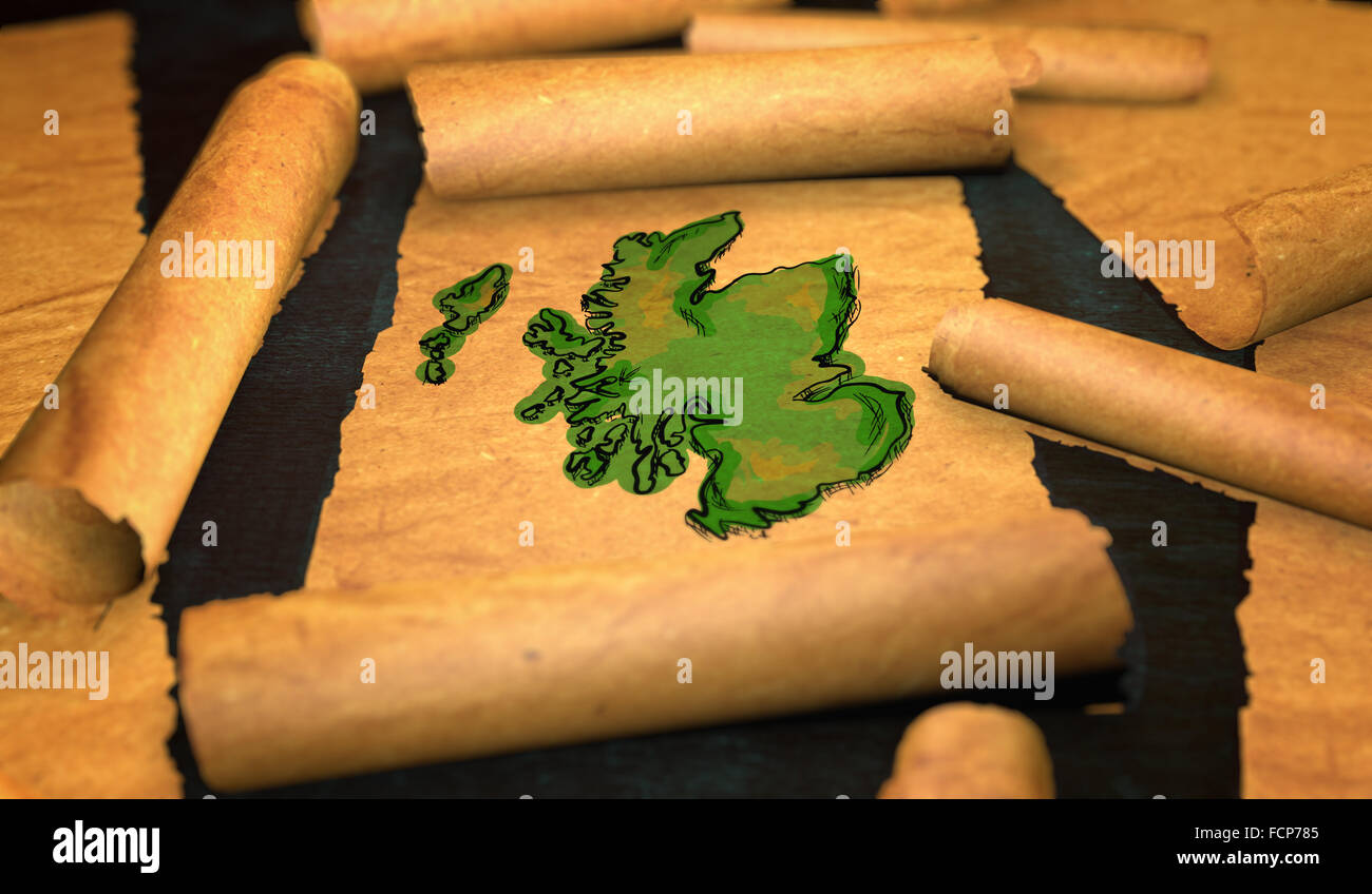 Scotland Map Painting Unfolding Old Paper Scroll 3D Stock Photo - Alamy