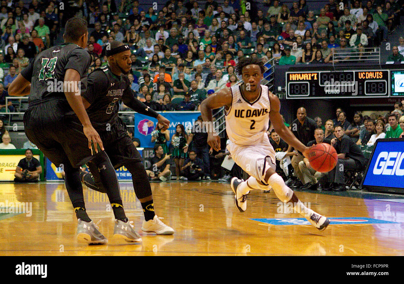 Honolulu, Hawaii, USA. 23rd Jan, 2016. UC Davis Aggies guard Darius ...
