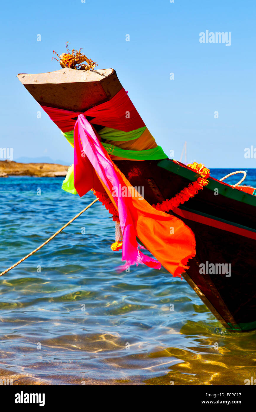 asia in the kho tao bay isle white beach rocks house boat thailand and ...