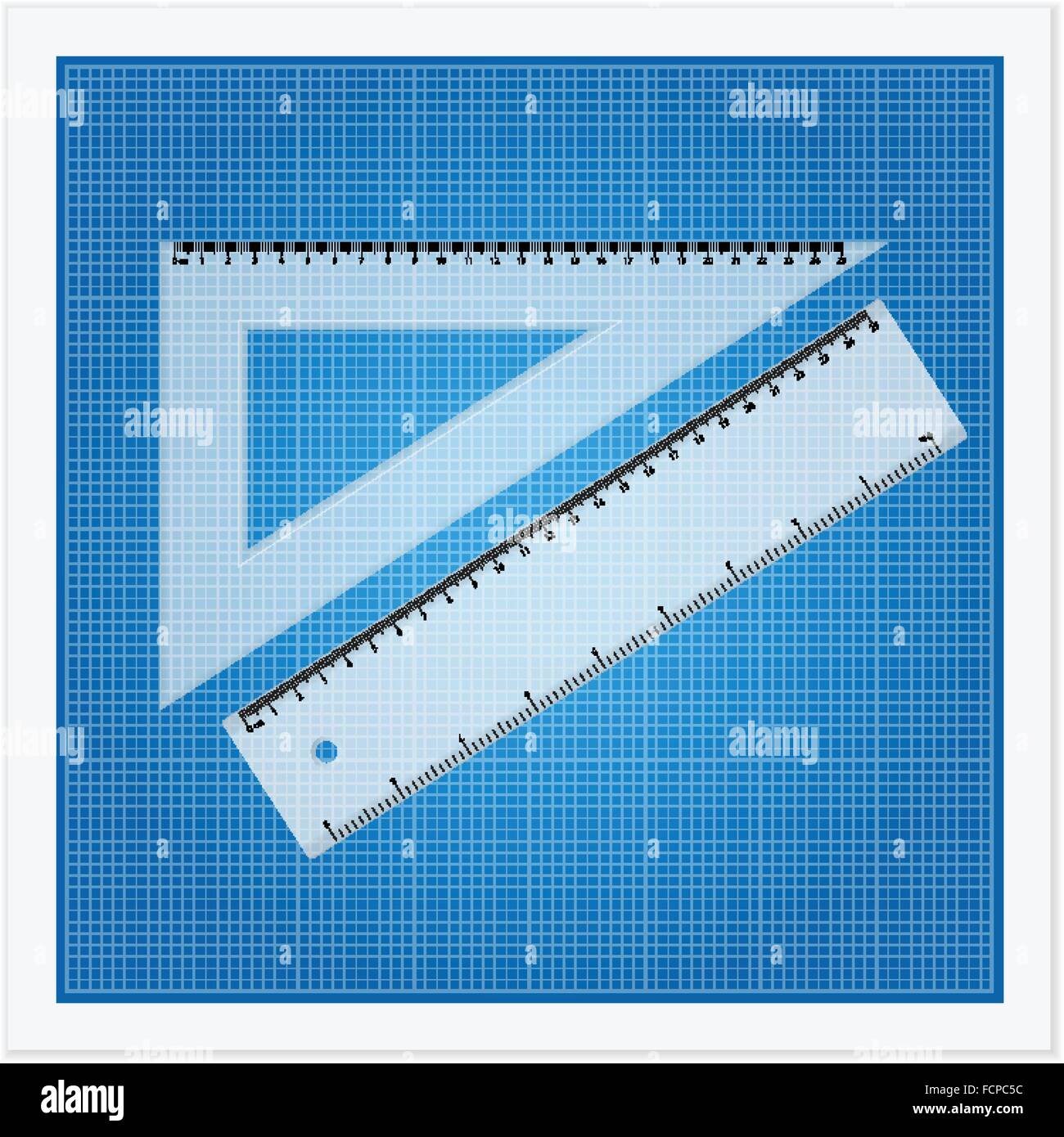 Blueprint and ruler instruments on a white background Stock Vector ...