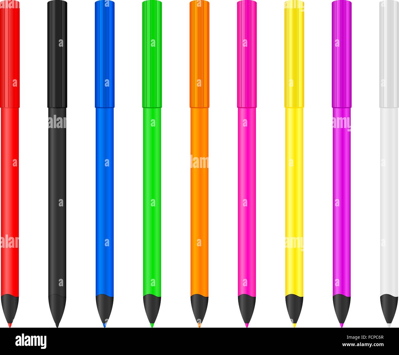 Eight colors text markers on a white background. Vector illustration ...