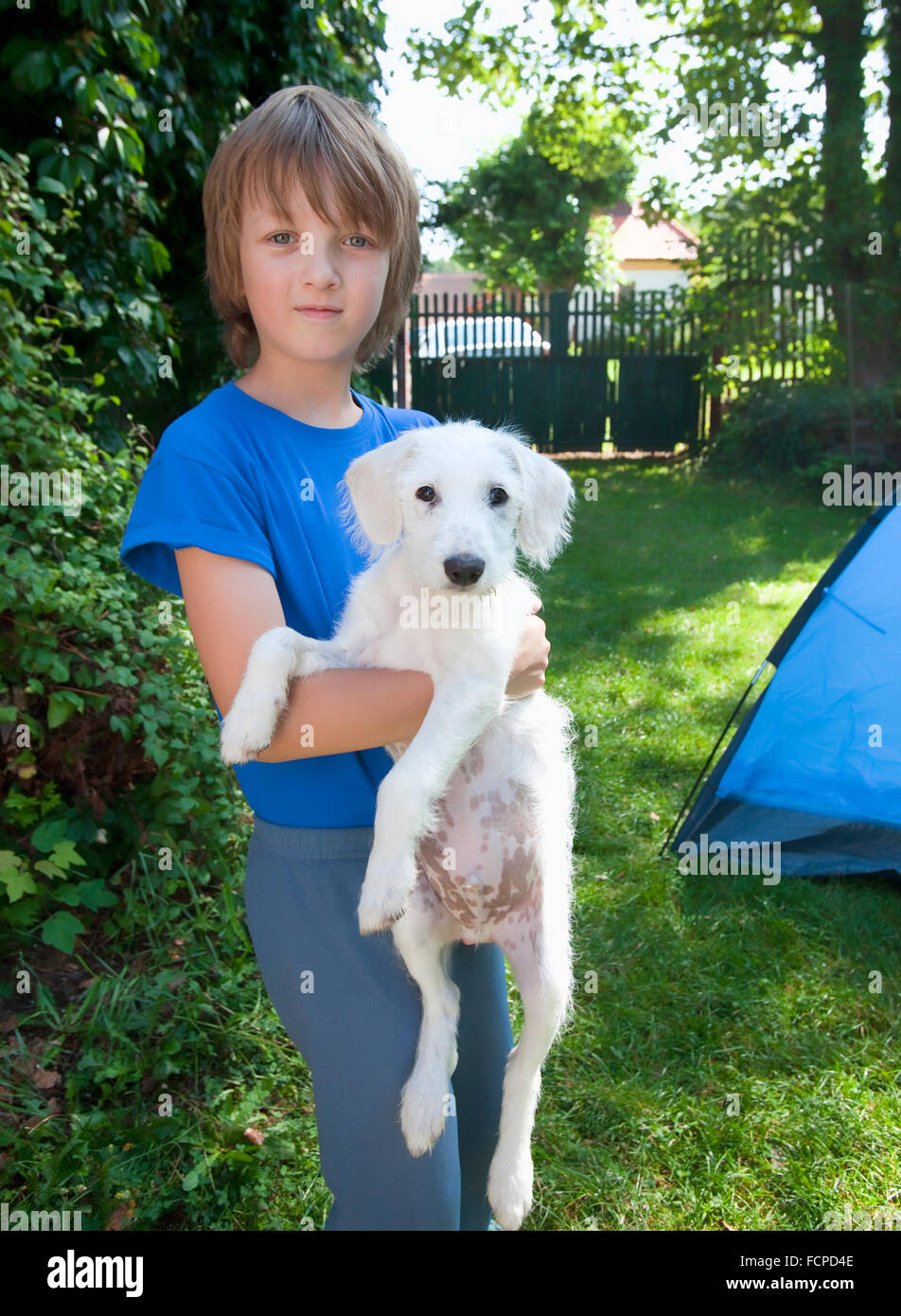 Portrait dog and boy hi-res stock photography and images - Alamy