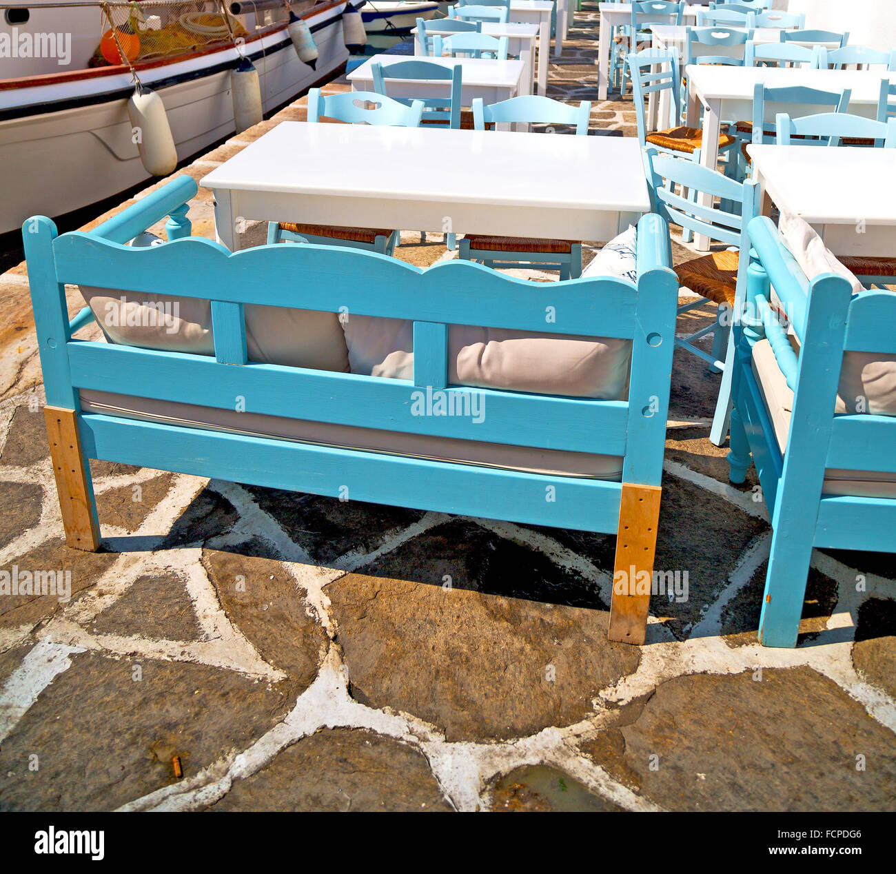 the table in santorini europe greece old restaurant chair and summer ...