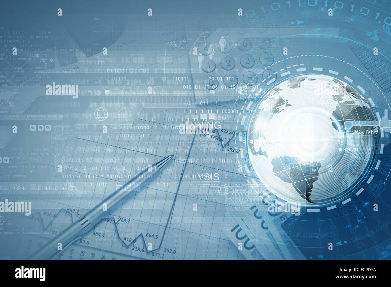 Abstract image planet earth on background of business devices hi-res ...