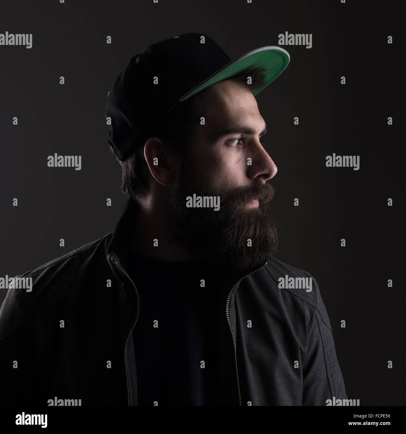 Studio low key profile portrait hi-res stock photography and images - Alamy