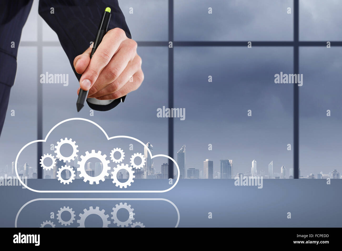 Close up of businessman hand drawing cloud computing concept Stock ...