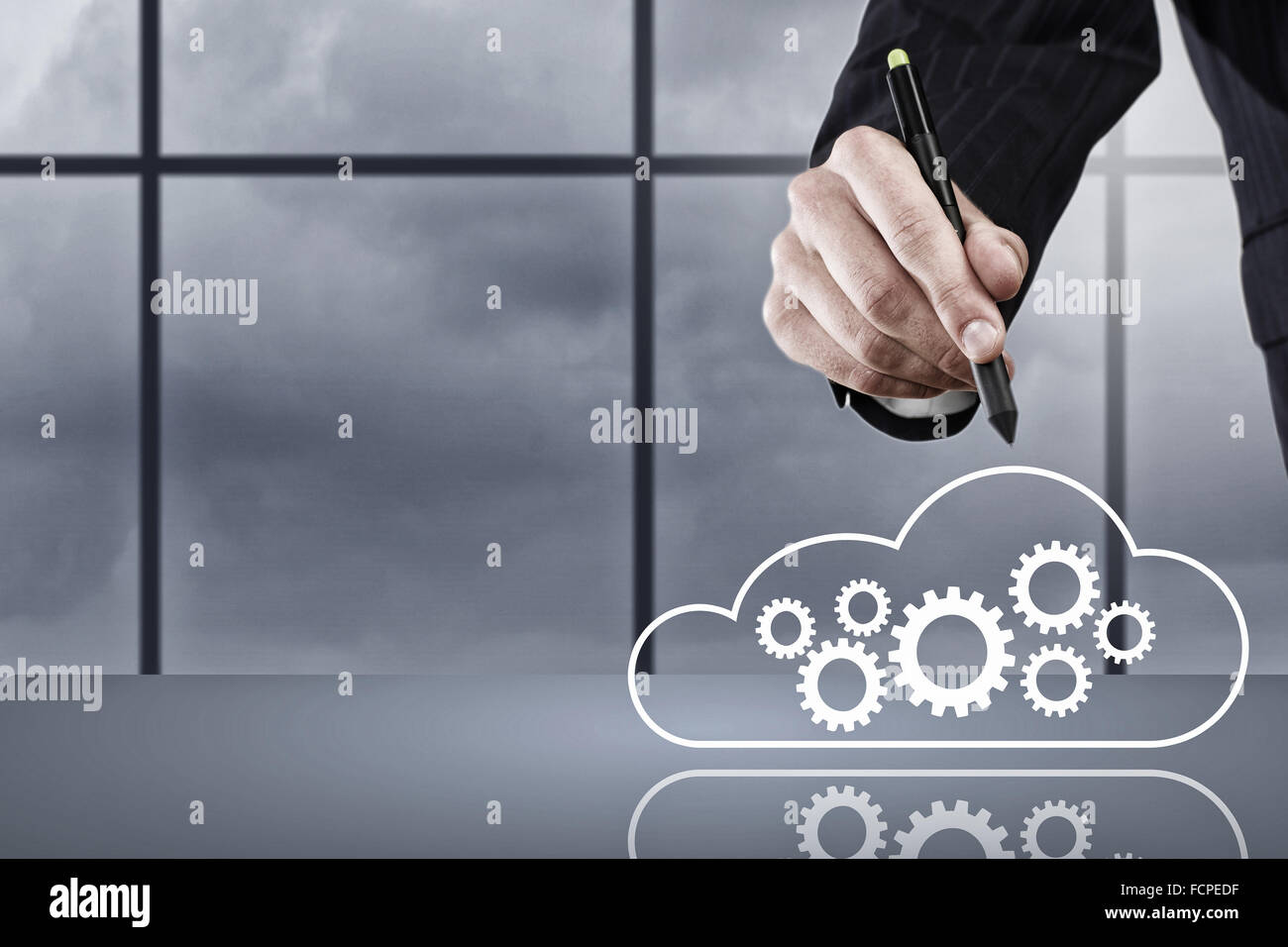 Close up of businessman hand drawing cloud computing concept Stock ...