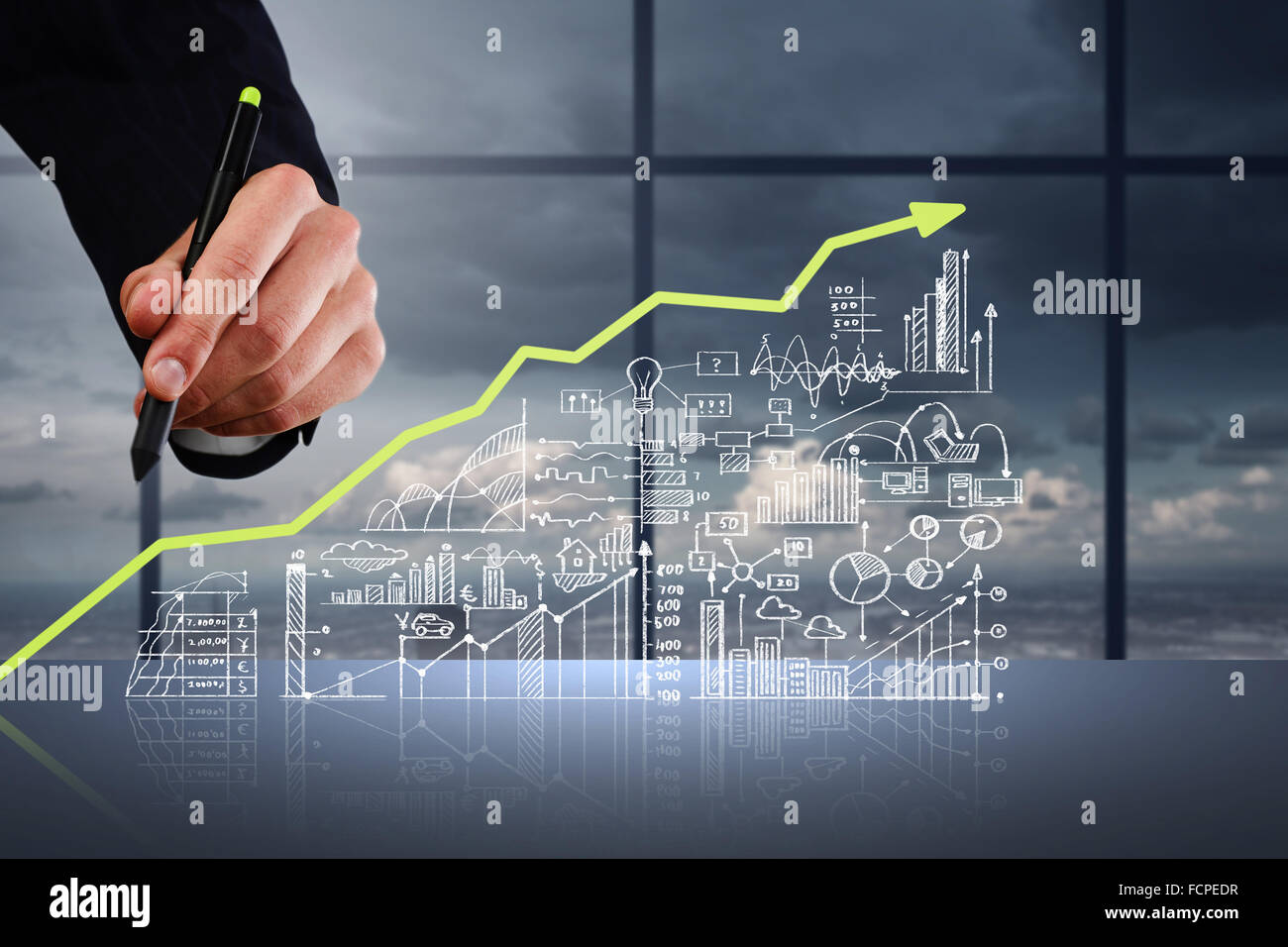 Close up of hand drawing creative business strategy plan Stock Photo ...