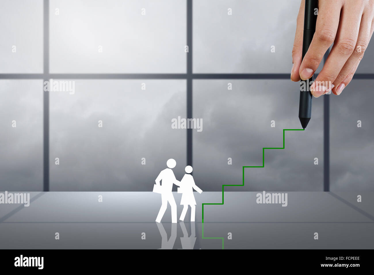 Close up of businessman hand drawing career ladder Stock Photo - Alamy