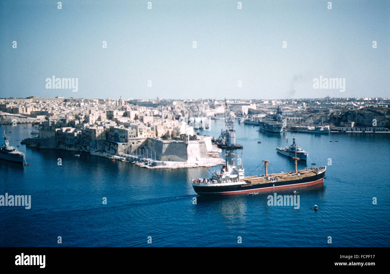 Grand Harbour, Valletta, Malta with HMS Eagle in dock Stock Photo - Alamy
