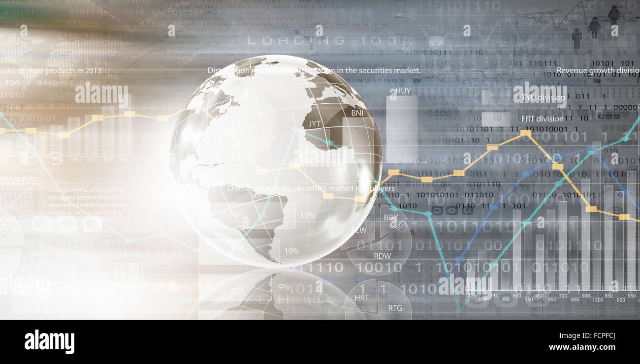 Conceptual image of modern business and technology with Earth planet ...
