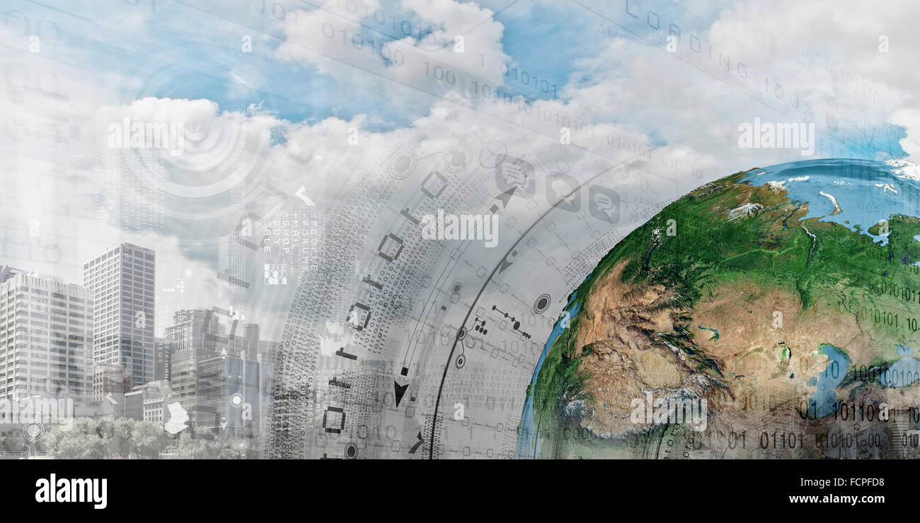 Earth planet on technology background. Elements of this image are ...
