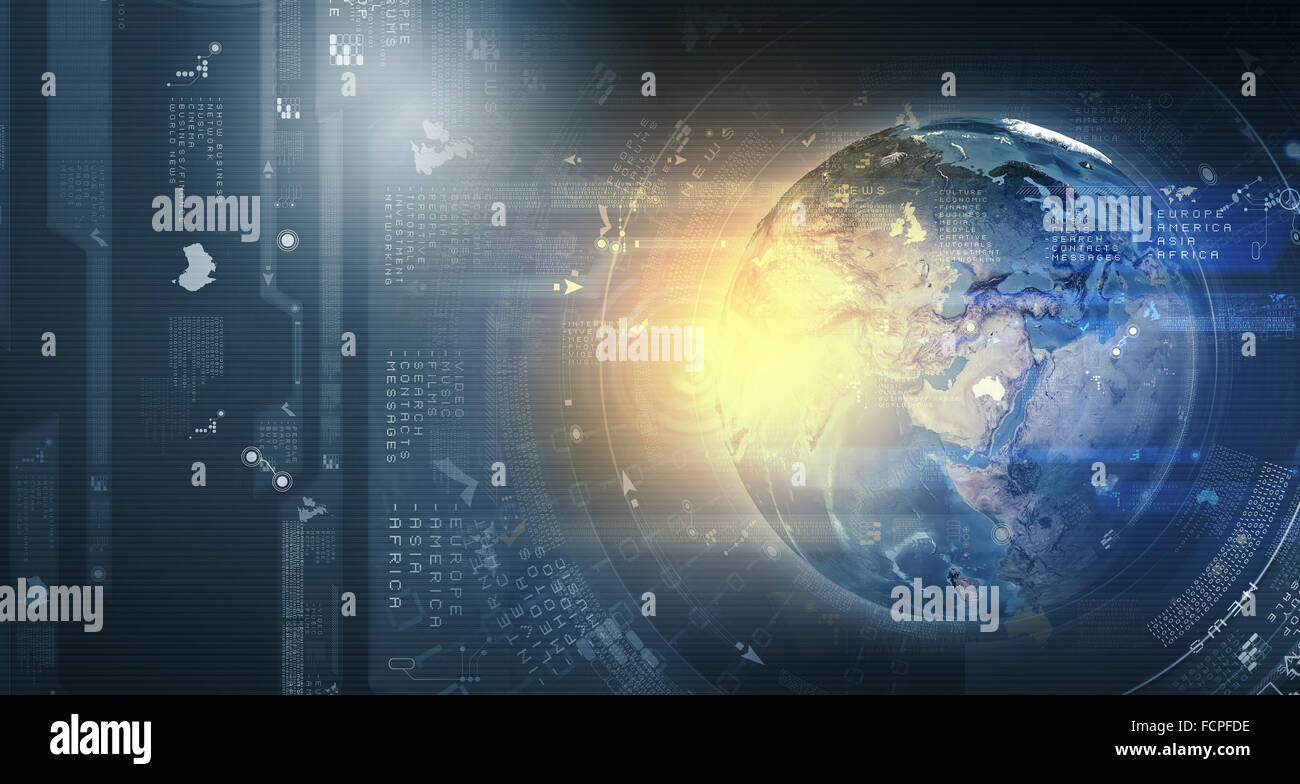 Earth planet on technology background. Elements of this image are ...