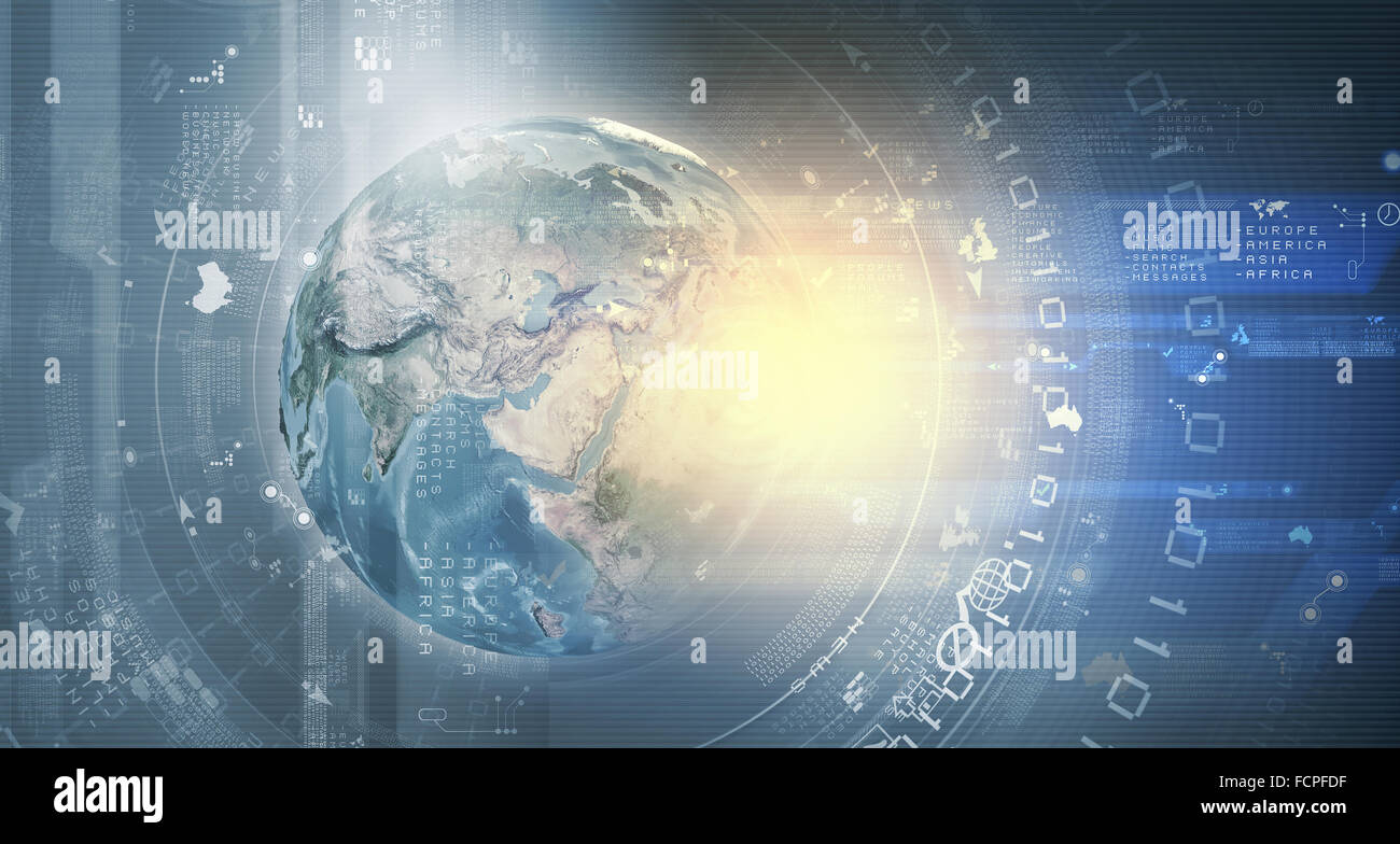 Earth planet on technology background. Elements of this image are ...