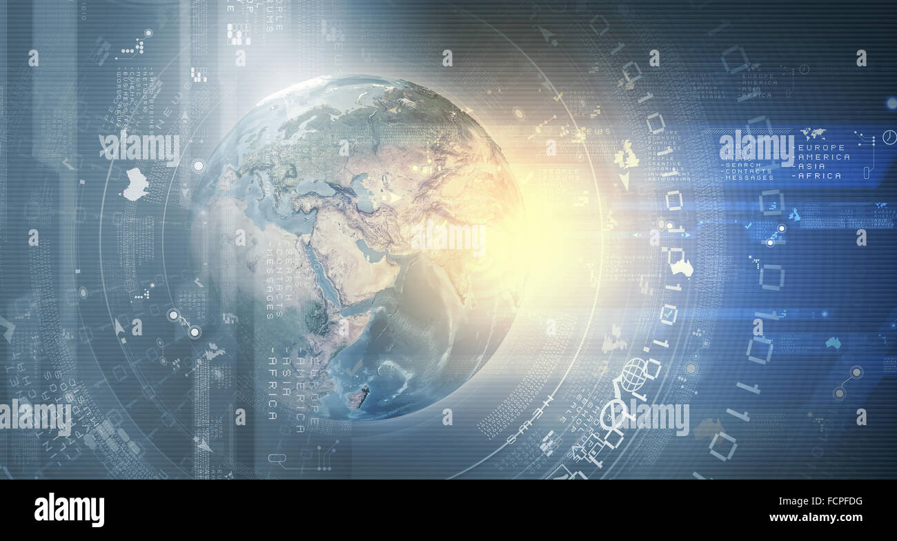Earth planet on technology background. Elements of this image are ...