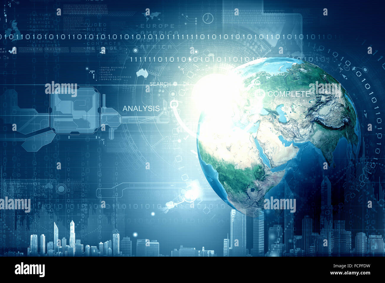 Earth planet on technology background. Elements of this image are ...