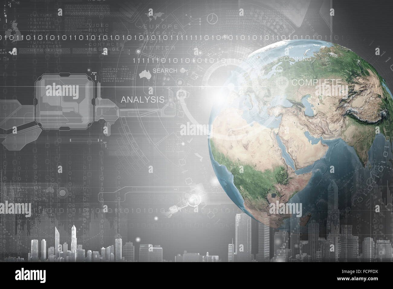 Earth planet on technology background. Elements of this image are ...