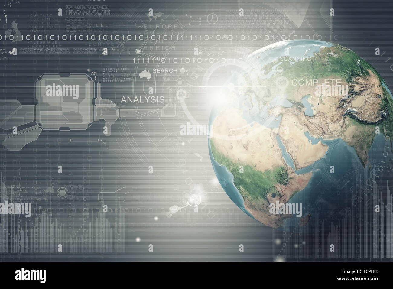 Earth planet on technology background. Elements of this image are ...