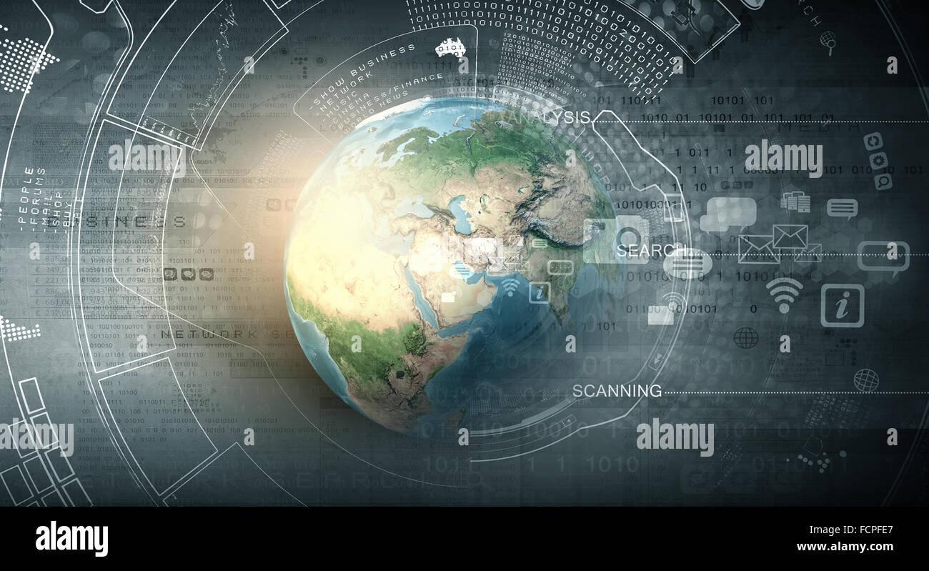 Earth planet on technology background. Elements of this image are ...