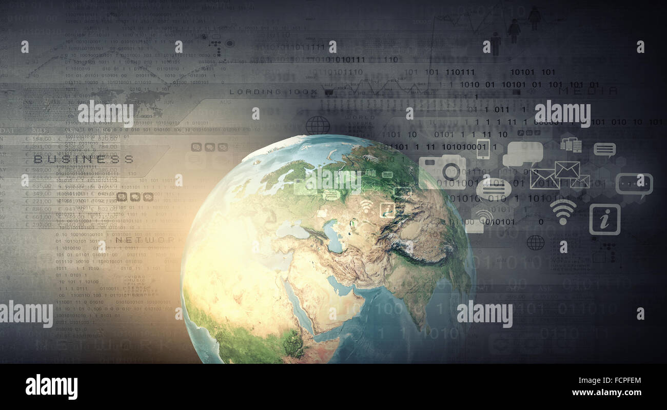 Earth planet on technology background. Elements of this image are ...