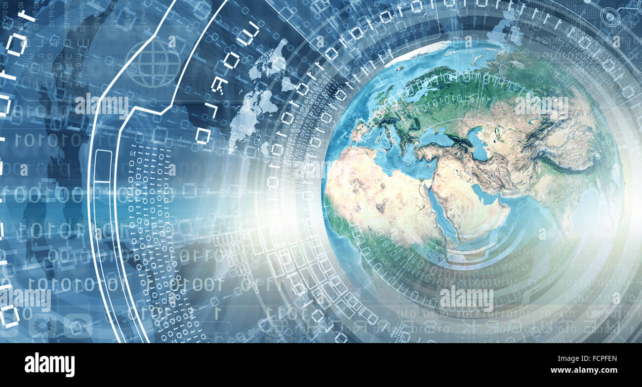 Earth planet on technology background. Elements of this image are ...