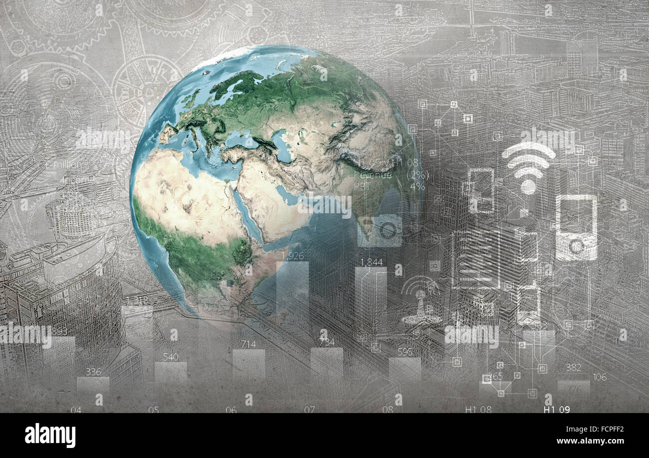 Earth planet on technology background. Elements of this image are ...