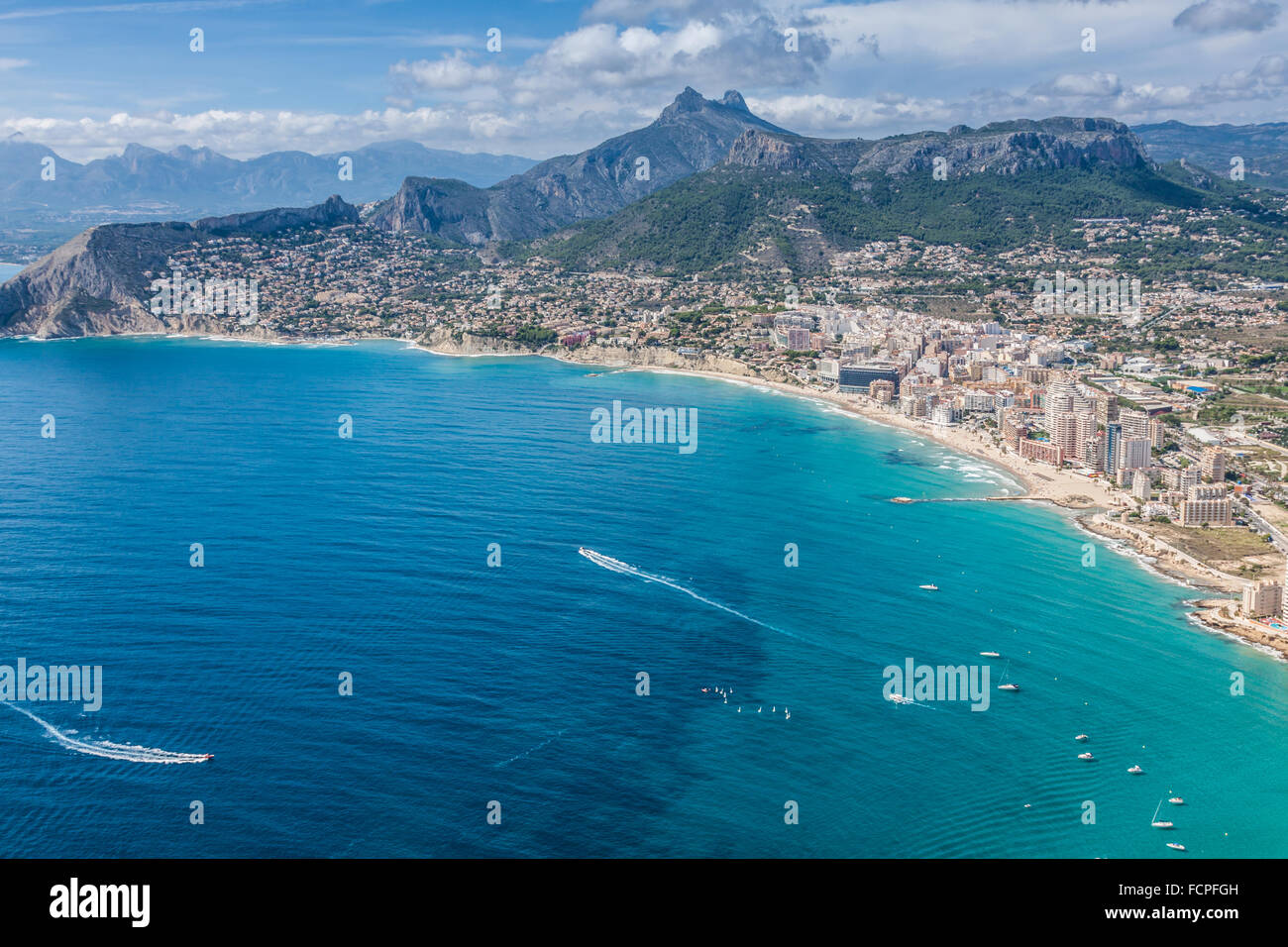 Coastline of Mediterranean Resort Calpe, Spain with Sea and Lake Stock ...