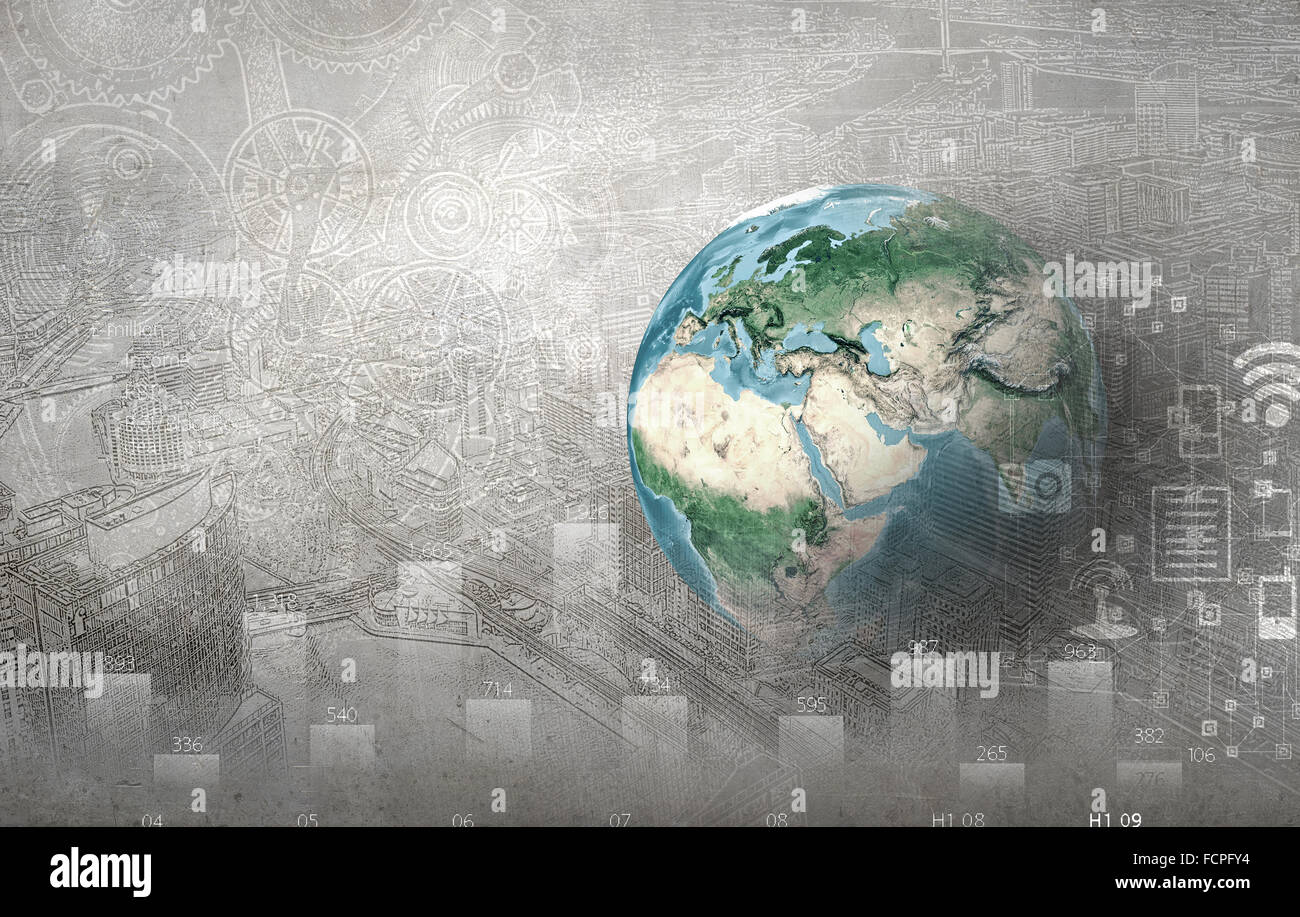 Earth planet on technology background. Elements of this image are ...