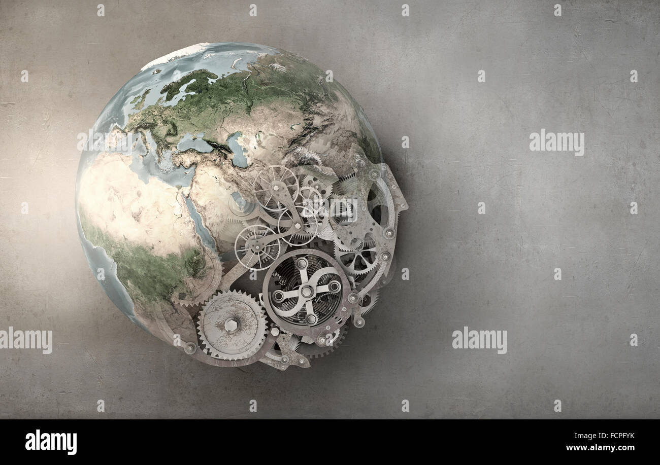Conceptual image with Earth planet made of gears. Elements of this ...