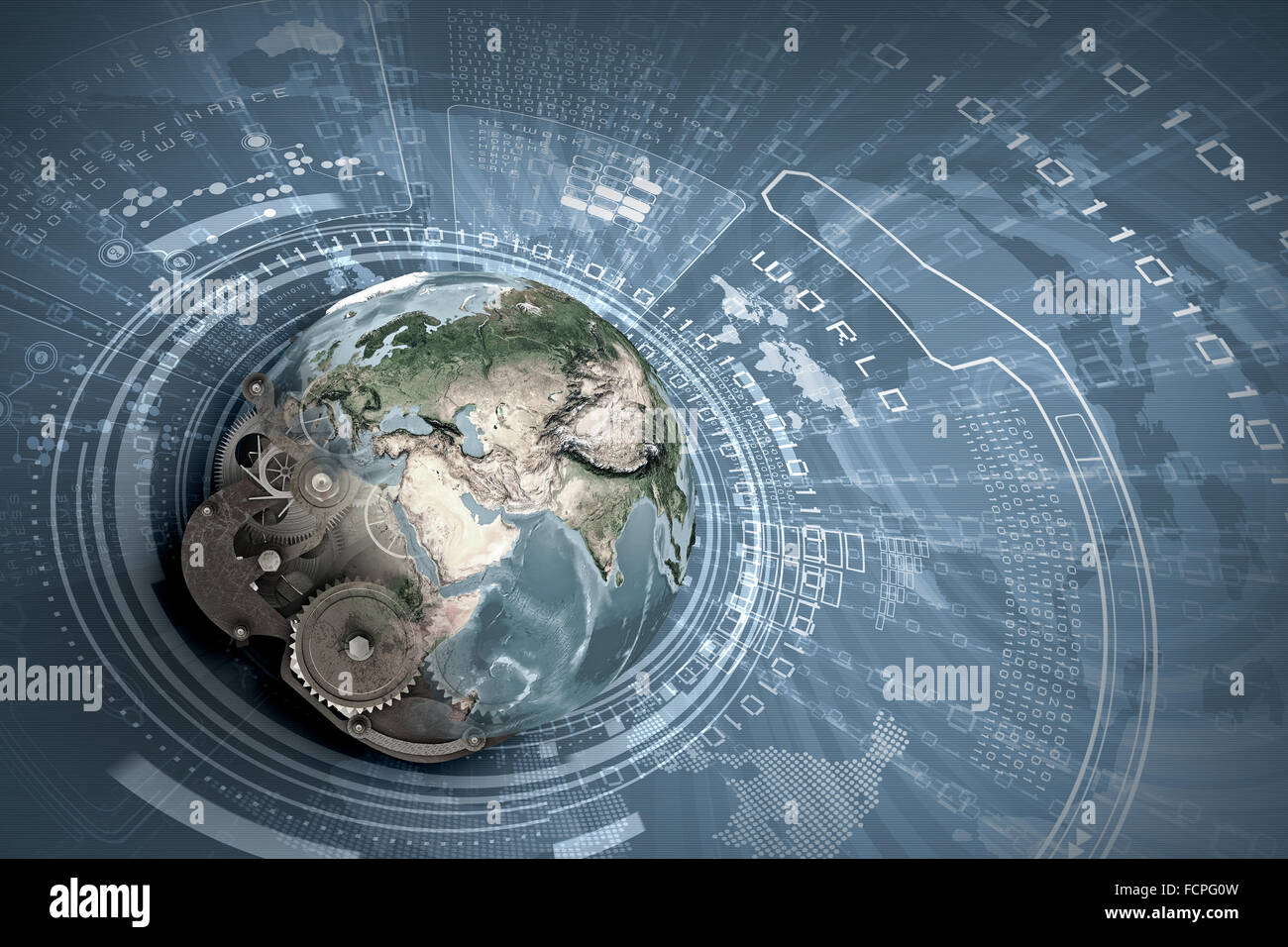 Conceptual image with Earth planet made of gears. Elements of this ...