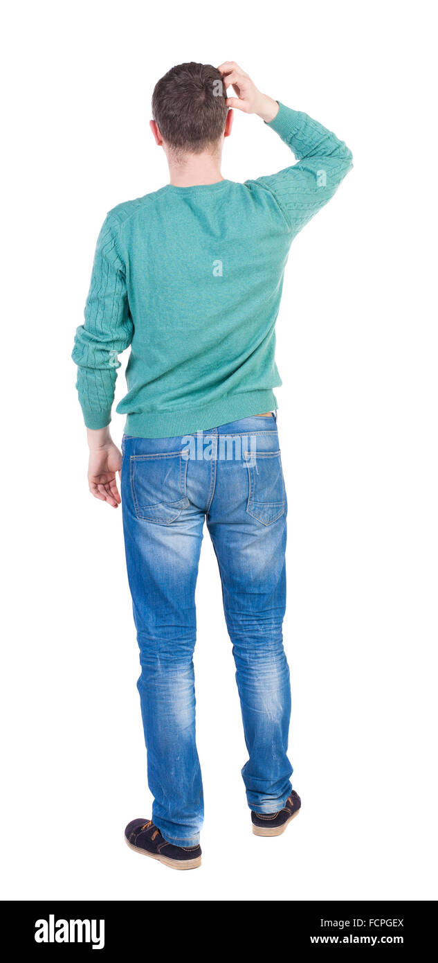 thoughtful young man. Rear view people collection. backside view of ... thoughtful young man. Rear view people collection. backside view of ...