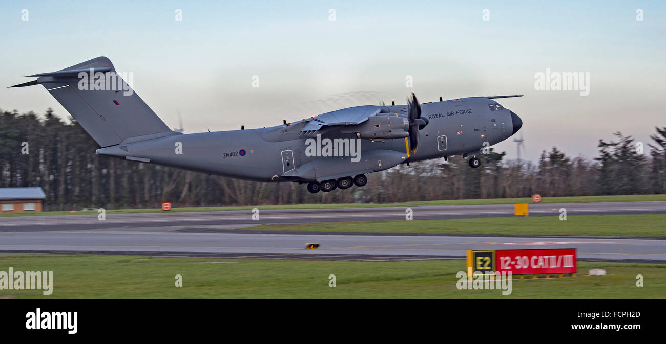 RAF Atlas (A400M) in circuit at Newquay Airport/RAF ST Mawgan Stock ...