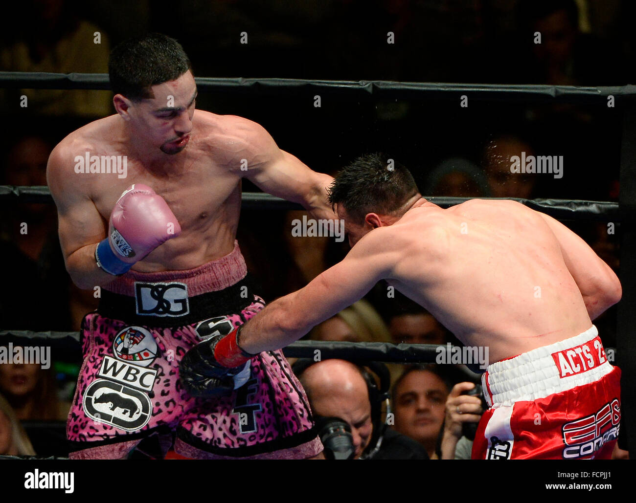 Jan 23,2016. Los Angels CA. (in pink trunks) Danny Garcia goes 12 ...