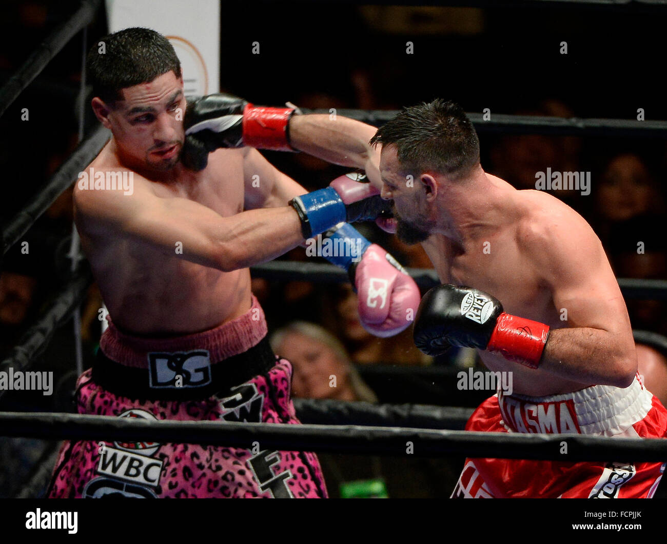 Jan 23,2016. Los Angels CA. (in pink trunks) Danny Garcia goes 12 ...