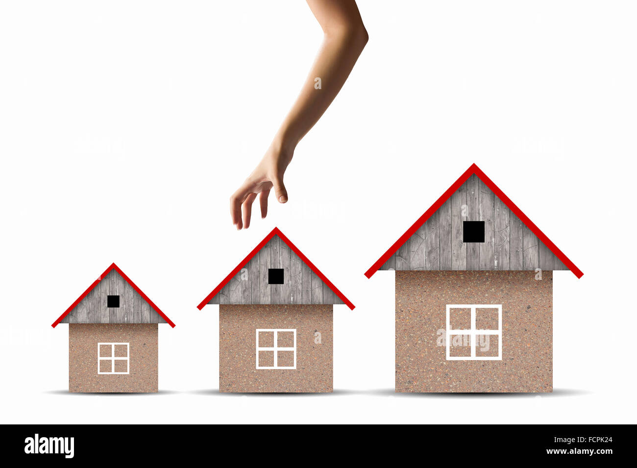 Human hand grabs drawn on paper house Stock Photo - Alamy
