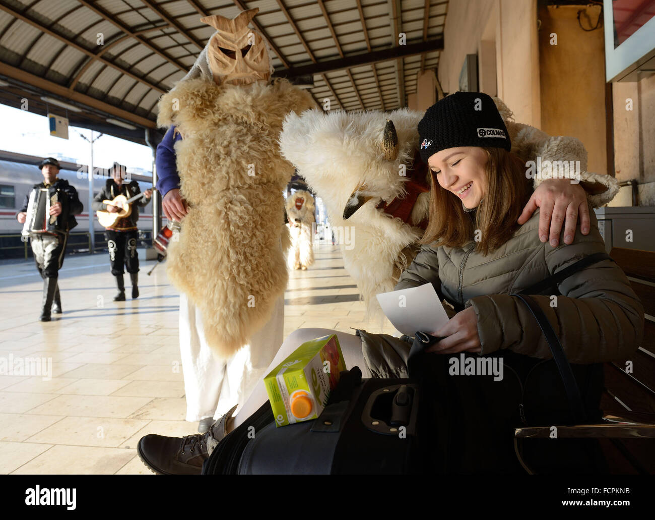 Zagreb, Croatia. 24th Jan, 2016. People wearing traditional Busha masks ...