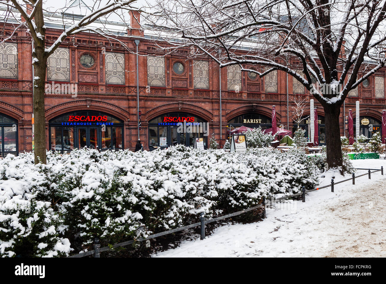 Hackescher Markt railway station with snow in Winter, Mitte, Berlin ...