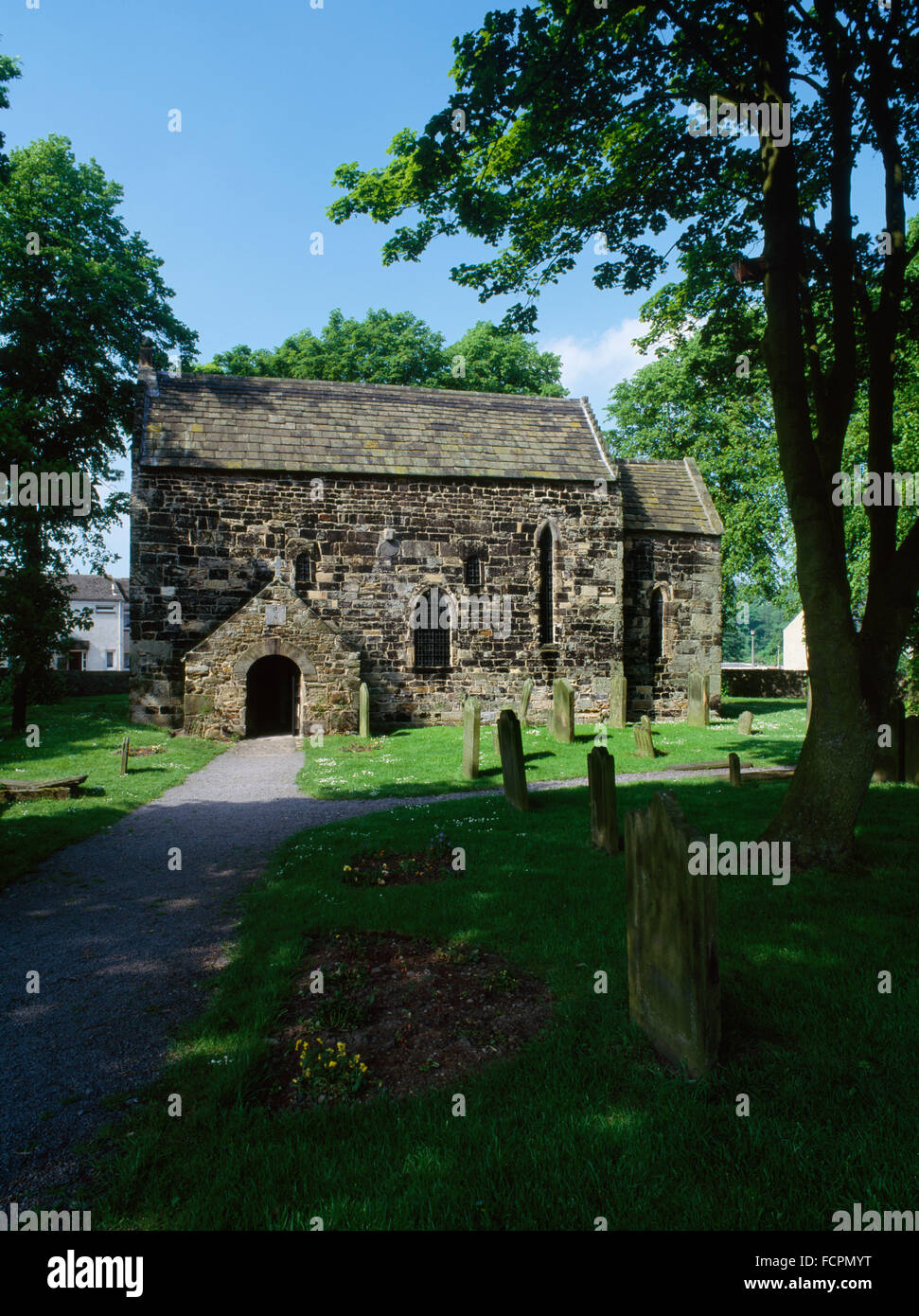 Looking NNE at C7th nave & chancel of Escomb Saxon (Anglian) church ...