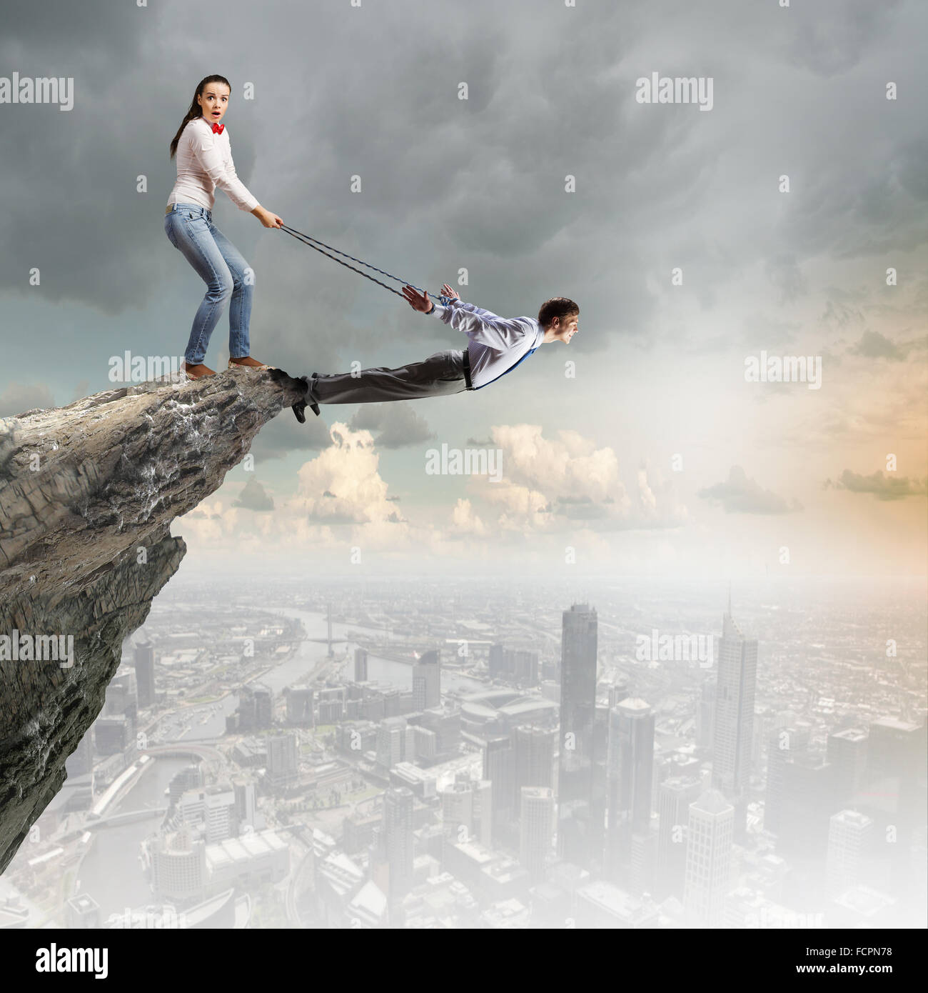 Businessman struggling with problems that occur on the way Stock Photo ...