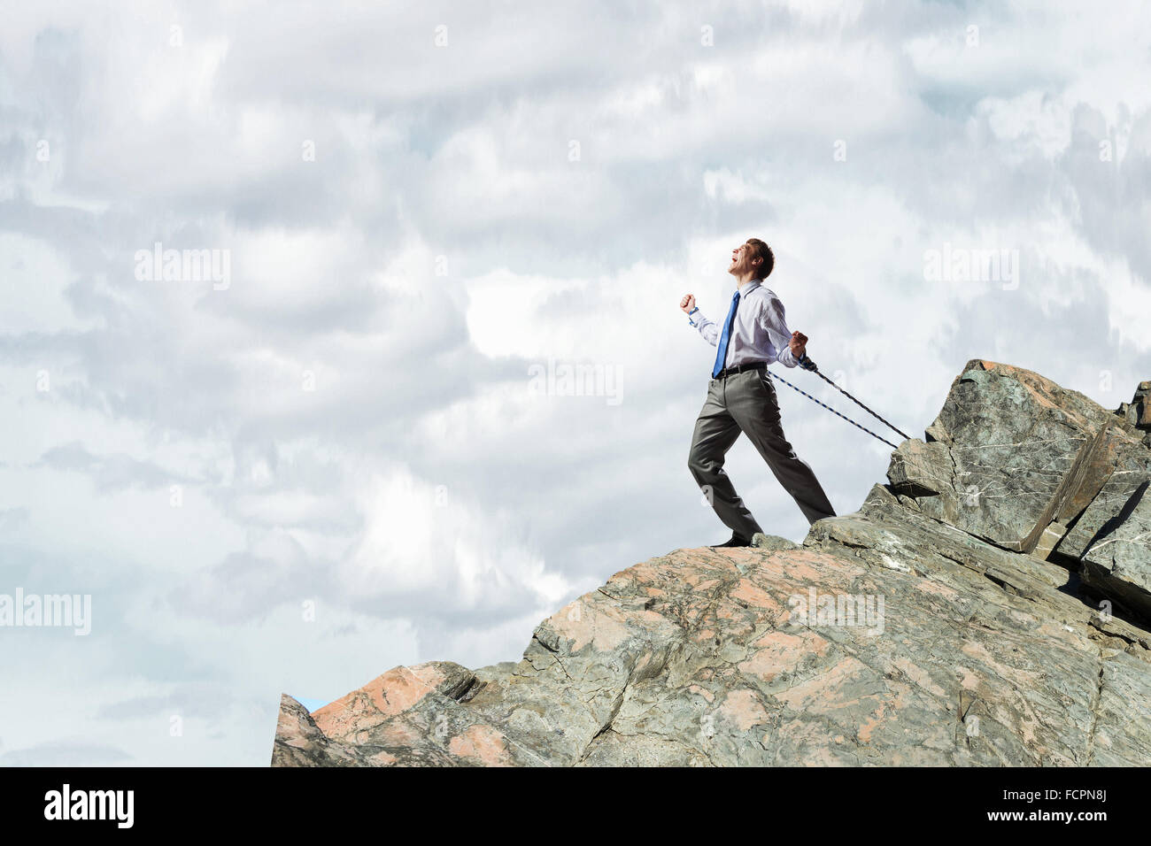 Businessman struggling with problems that occur on the way Stock Photo ...