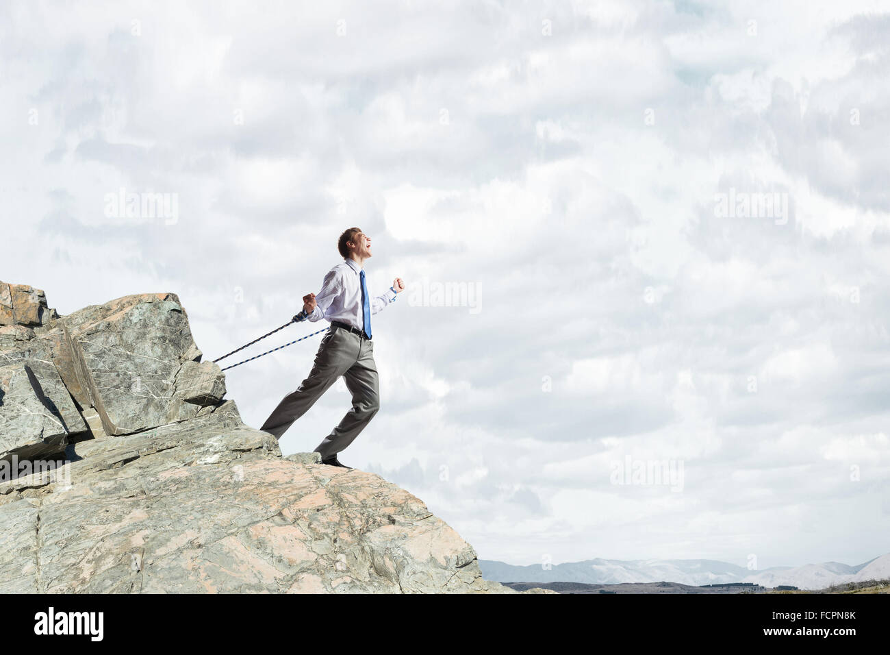 Businessman struggling with problems that occur on the way Stock Photo ...