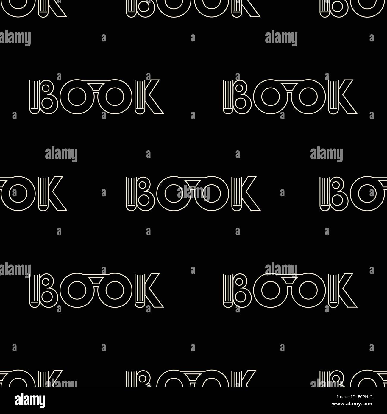 black seamless pattern with symbol of the book Stock Vector Image & Art ...
