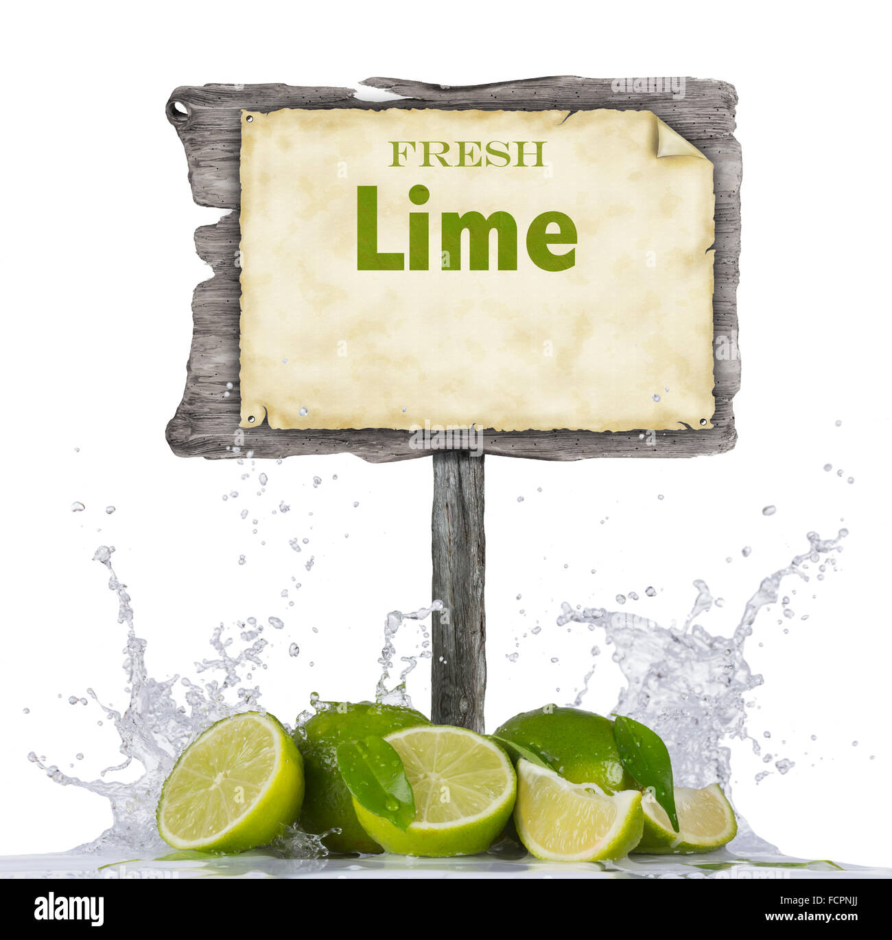 Fresh lime in water splash on white Stock Photo - Alamy