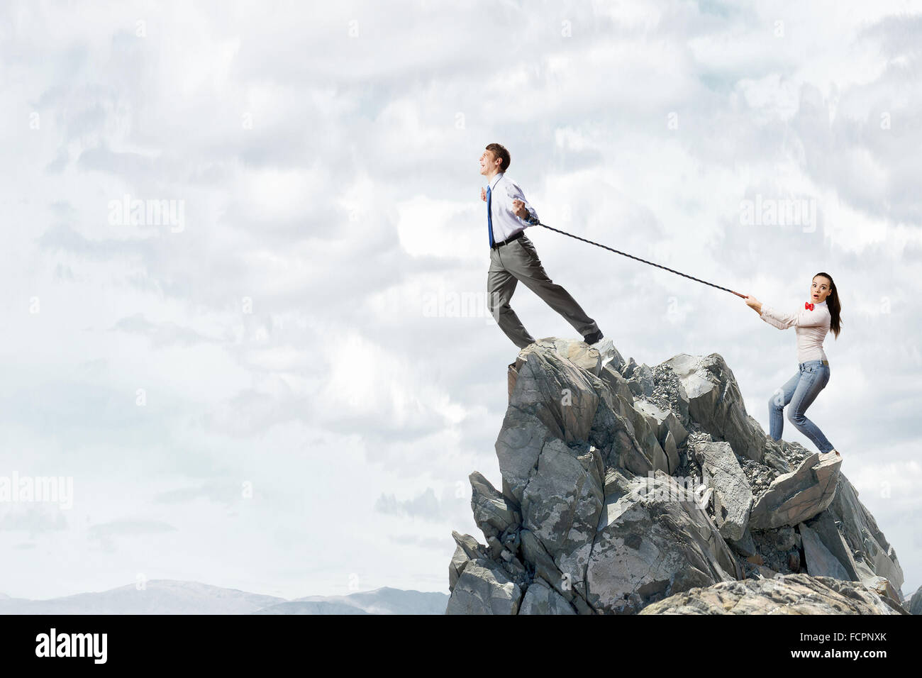 Businessman struggling with problems that occur on the way Stock Photo ...