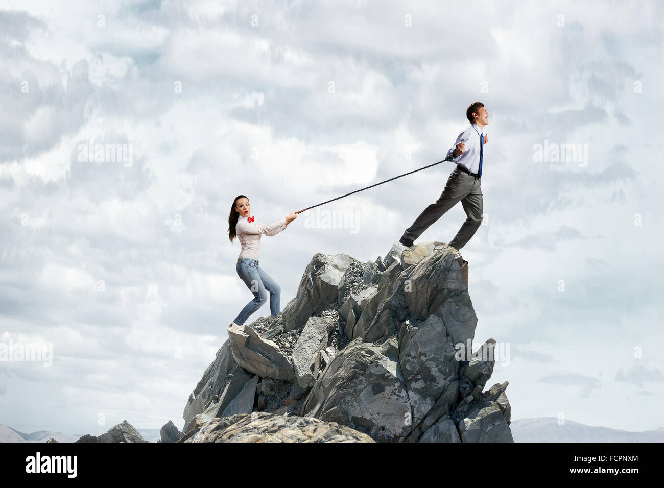 Businessman struggling with problems that occur on the way Stock Photo ...