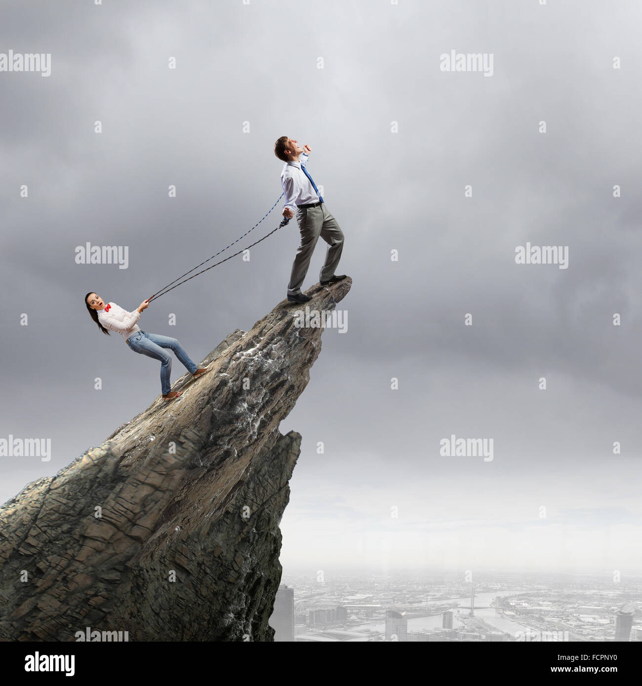 Businessman struggling with problems that occur on the way Stock Photo ...