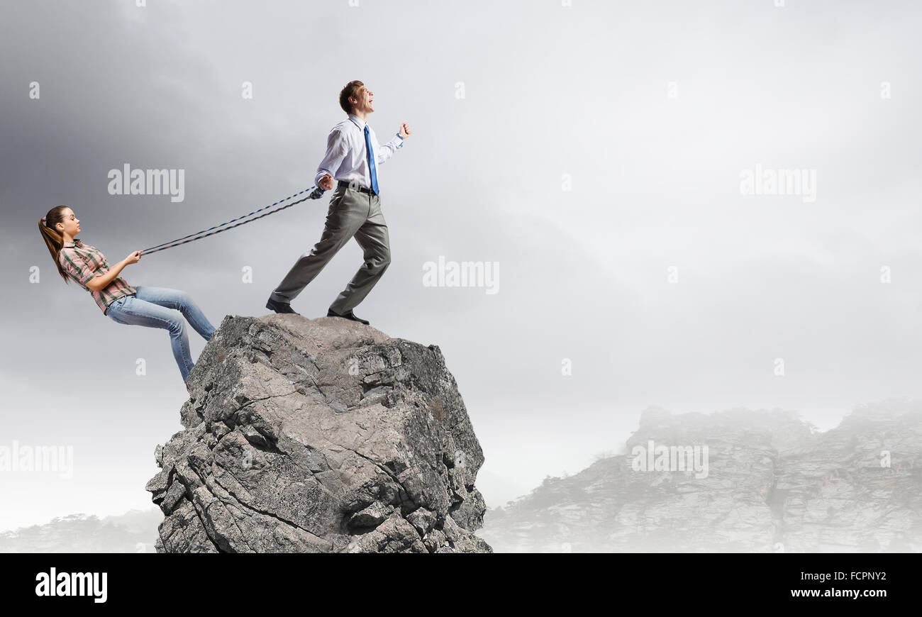 Businessman struggling with problems that occur on the way Stock Photo ...