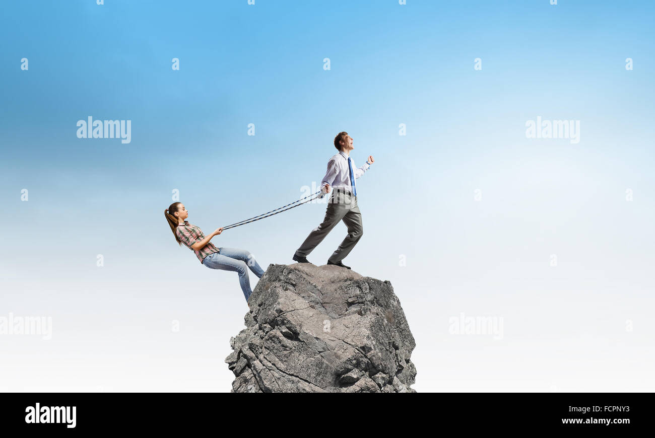 Businessman struggling with problems that occur on the way Stock Photo ...