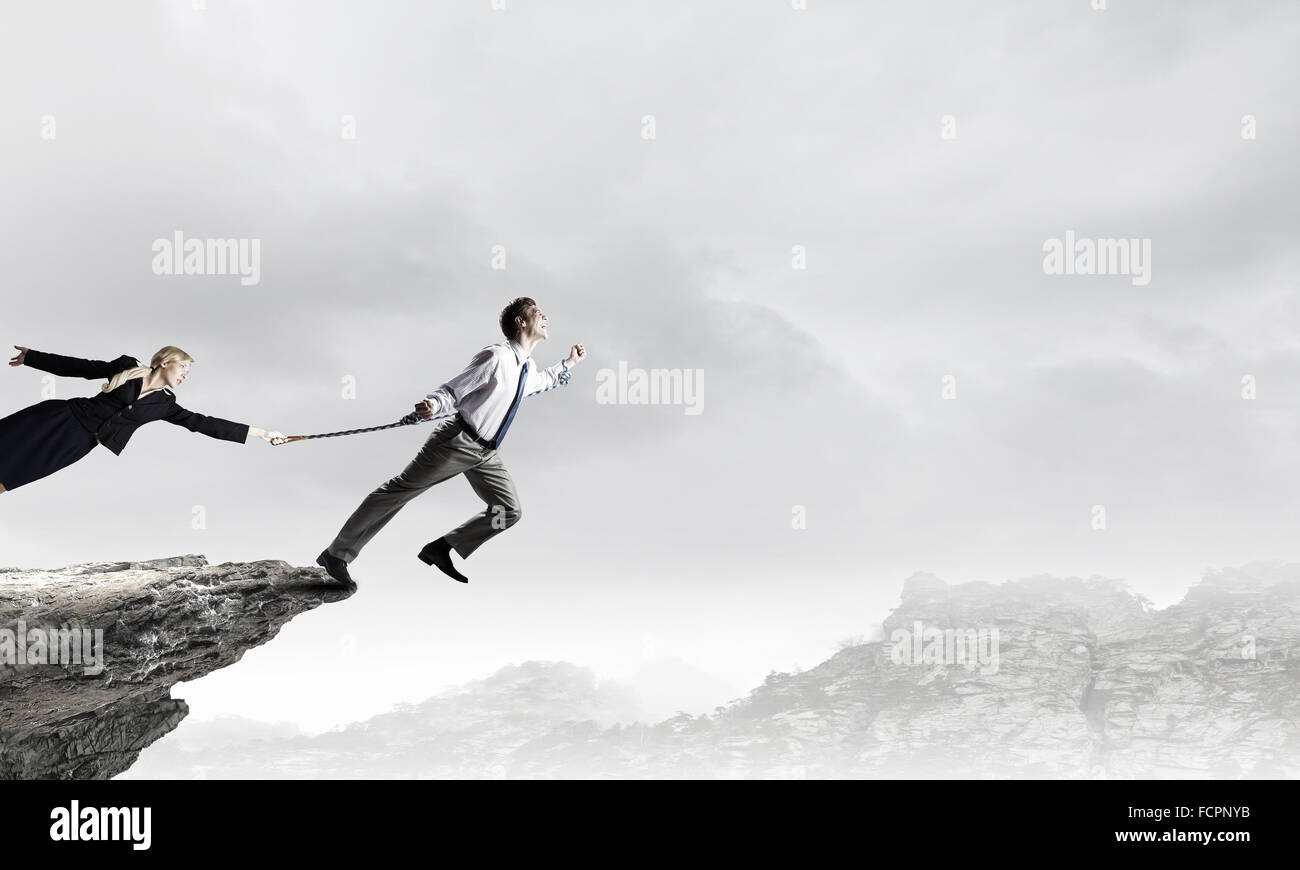 Businessman struggling with problems that occur on the way Stock Photo ...